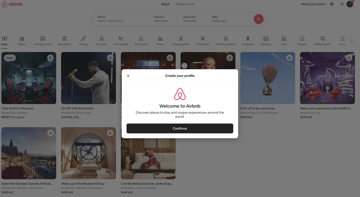Creating an Airbnb Account